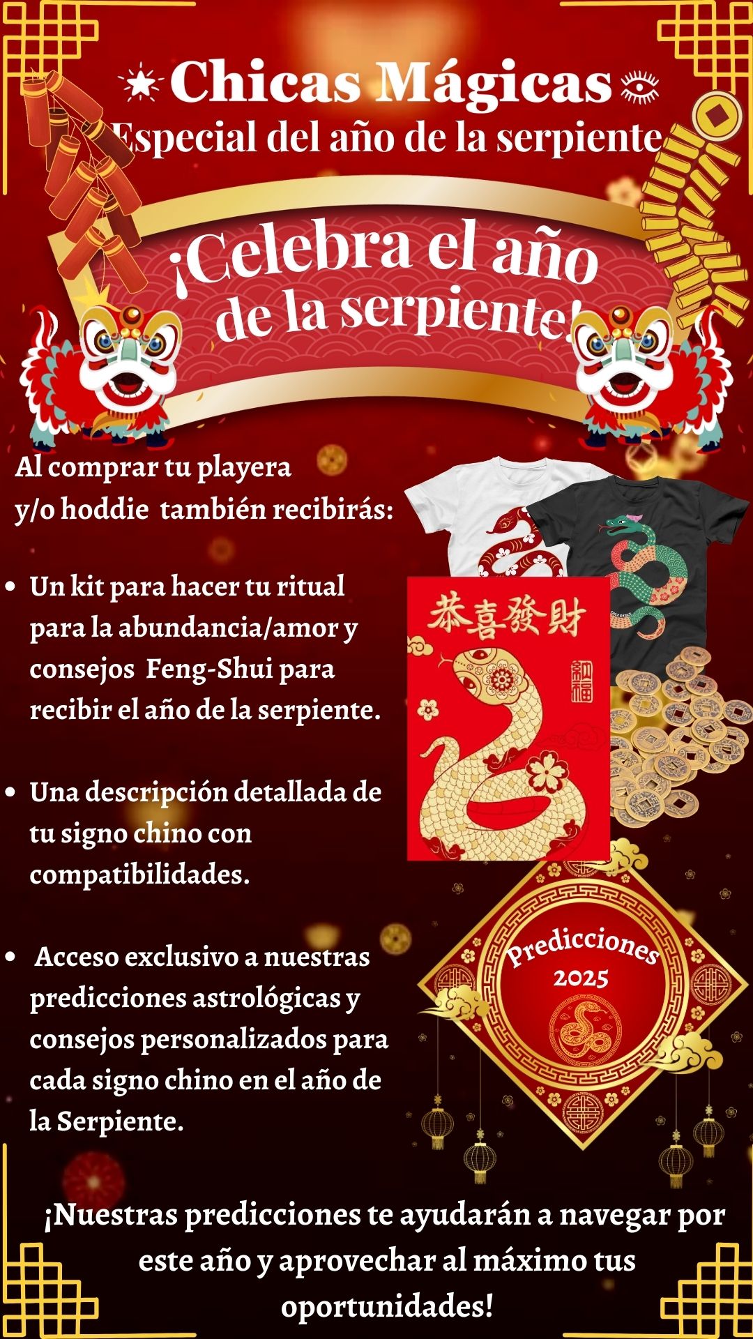 Kit mágico del año de la serpiente (incluye playera serpiente colors ...